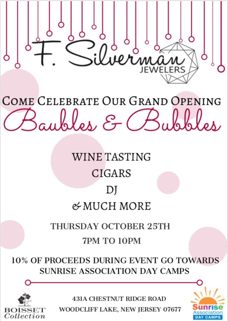 October 25th Grand Opening: Baubles & Bubbles - F. Silverman Jewelers